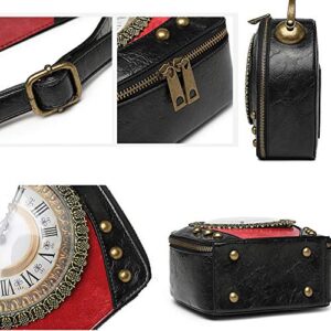 Real Working Clock Handbags Purse Antique Steampunk Shoulder Bag PU Messenger Bag