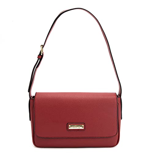 LONDON FOG ASTOR Texture Shoulder Bag for Women with Adjustable Strap - Red Texture