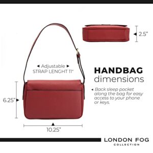 LONDON FOG ASTOR Texture Shoulder Bag for Women with Adjustable Strap - Red Texture