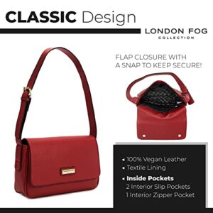 LONDON FOG ASTOR Texture Shoulder Bag for Women with Adjustable Strap - Red Texture