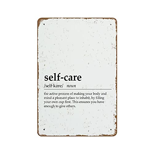 Self Care Definition Inspirational Decor Self Care Poster Therapist Wall Art Inspirational Quote Mental Health Poster Self Care Sign Novelty Retro Tin Metal Sign 8"x12" Embossed Metal Metal Poster