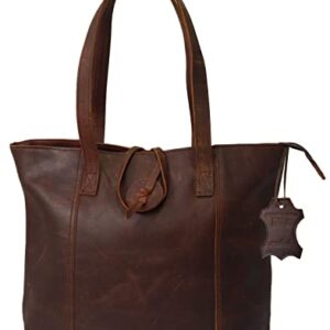 Madosh Genuine Leather BrownTote Bag Women Shoulder Rustic Handbag Casual Purse