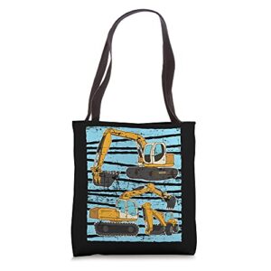 excavator lover boys kids construction vehicle excavator tote bag