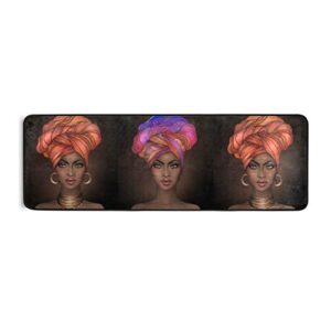 African American Woman Runner Rug Floor Mat Non-Skid Kitchen Rug Soft Area Rug for Bathroom Entryway Hallway Dining Living Room