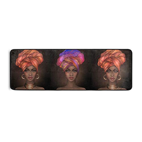 African American Woman Runner Rug Floor Mat Non-Skid Kitchen Rug Soft Area Rug for Bathroom Entryway Hallway Dining Living Room