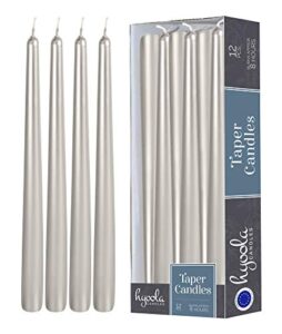 hyoola tall taper candles – 10 inch – metallic titan – dripless – 12 pack – 8 hour burn time