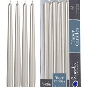 Hyoola Tall Taper Candles - 10 Inch - Metallic Titan - Dripless - 12 Pack - 8 Hour Burn Time