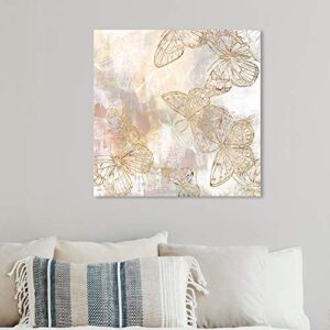 Wynwood Studio Animals Wall Art Canvas Prints 'Butterfly Garden' Insects Home Décor, 12" x 12", Gold, White