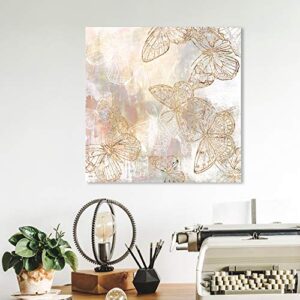 Wynwood Studio Animals Wall Art Canvas Prints 'Butterfly Garden' Insects Home Décor, 12" x 12", Gold, White