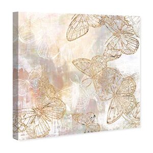 Wynwood Studio Animals Wall Art Canvas Prints 'Butterfly Garden' Insects Home Décor, 12" x 12", Gold, White