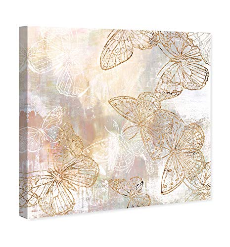 Wynwood Studio Animals Wall Art Canvas Prints 'Butterfly Garden' Insects Home Décor, 12" x 12", Gold, White