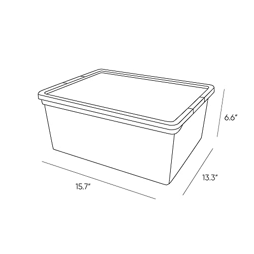 Curver Set of 4 M C Decorative Plastic Organization and Storage Box, 10.3L / 10.9 QT, White with Tweed Pattern, 4 Count