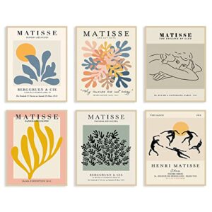 kisswen matisse canvas wall art matisse poster pictures aesthetic henri matisse prints artwork flower market wall decor (12x16inx6p-unframed)