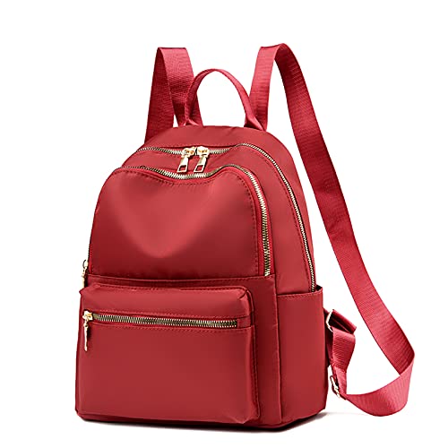 YUN Backpack Purse Women's Fashion Backpack Leather Bags Pockets Zipper Tote Handbag Durable Large Enough for Girls Ladies Oxford Cloth Travel Bags,Red,One Size