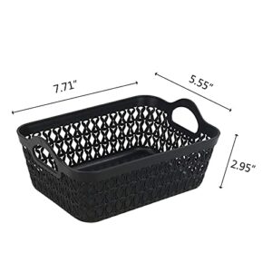 Yarebest 12-Pack Black Small Storage Basket Tray, Plastic Storage Tray