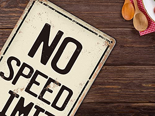 ALREAR No Speed Limit Signs Vintage Reproduction Funny Garage Man Cave Metal Sign Aluminum 8 x 12 inches