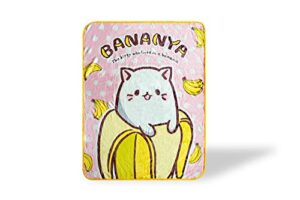 just funky bananya cat large anime fleece throw blanket | decorative throw blanket features the banana cat | collectible anime throw blanket | measures 60 x 45 inches