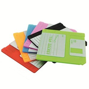 Aliance Set of 6 Silicon Floppy Disk Coasters Fun - Retro Coasters - Durable Heat Resistant - Non Slip - Good Gift