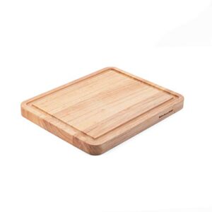 kitchenaid classic rubberwood cutting board with perimeter trench, reversible chopping board, 8-inch x 10-inch, natural