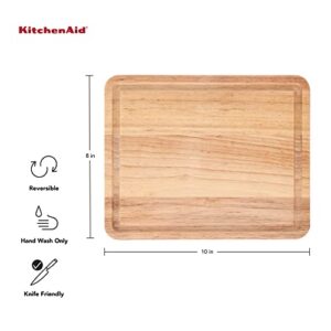 KitchenAid Classic Rubberwood Cutting Board with Perimeter Trench, Reversible Chopping Board, 8-inch x 10-Inch, Natural