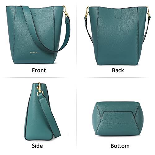 BOSTANTEN Leather Purses and Handbags for Women Designer Hobo Bucket Bag Fashion Small Crossbody Purses Peacock Blue small Size