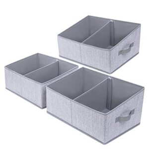 dimj closet baskets, 3 packs trapezoid storage bins, foldable fabric baskets for clothes, baby toiletry, toys, towel, dvd, book