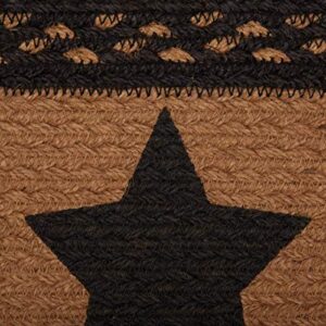 VHC Brands Farmhouse Jute Stencil Stars Border Oval Rug 36x60 Country Braided Flooring, Country Black and Tan