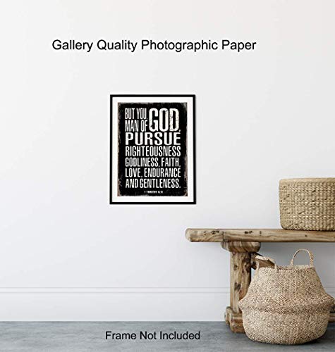 Christian Gifts for Men - Religious Gifts for Men - Catholic Gifts for Men - Religious Wall Decor - Masculine Christianity - God Wall Decor - 1&2 Timothy - Scripture Bible Verse Wall Art Decorations