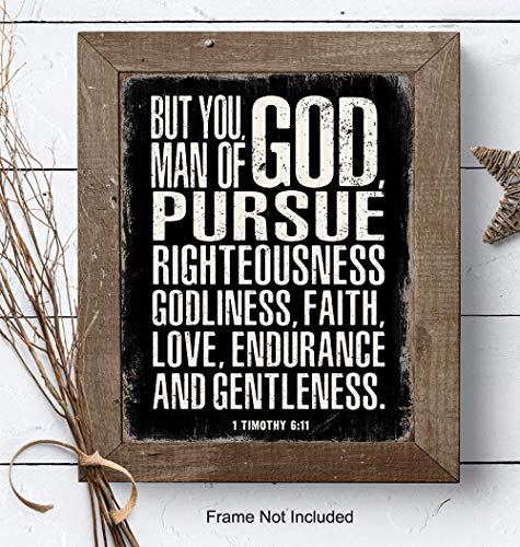 Christian Gifts for Men - Religious Gifts for Men - Catholic Gifts for Men - Religious Wall Decor - Masculine Christianity - God Wall Decor - 1&2 Timothy - Scripture Bible Verse Wall Art Decorations