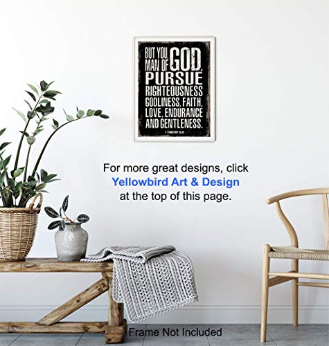 Christian Gifts for Men - Religious Gifts for Men - Catholic Gifts for Men - Religious Wall Decor - Masculine Christianity - God Wall Decor - 1&2 Timothy - Scripture Bible Verse Wall Art Decorations