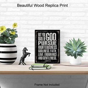 Christian Gifts for Men - Religious Gifts for Men - Catholic Gifts for Men - Religious Wall Decor - Masculine Christianity - God Wall Decor - 1&2 Timothy - Scripture Bible Verse Wall Art Decorations