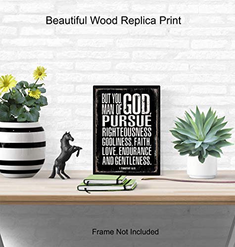 Christian Gifts for Men - Religious Gifts for Men - Catholic Gifts for Men - Religious Wall Decor - Masculine Christianity - God Wall Decor - 1&2 Timothy - Scripture Bible Verse Wall Art Decorations