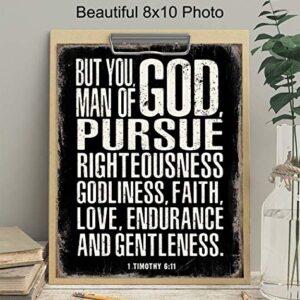 Christian Gifts for Men - Religious Gifts for Men - Catholic Gifts for Men - Religious Wall Decor - Masculine Christianity - God Wall Decor - 1&2 Timothy - Scripture Bible Verse Wall Art Decorations