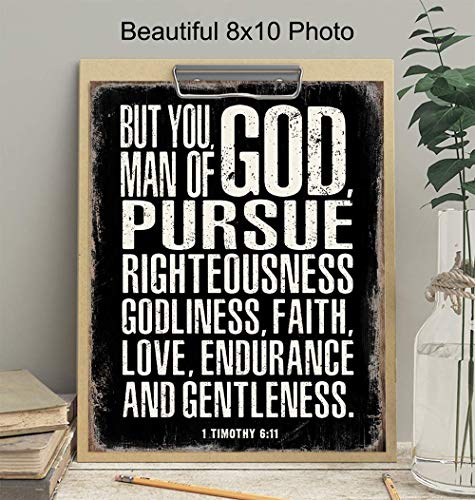 Christian Gifts for Men - Religious Gifts for Men - Catholic Gifts for Men - Religious Wall Decor - Masculine Christianity - God Wall Decor - 1&2 Timothy - Scripture Bible Verse Wall Art Decorations