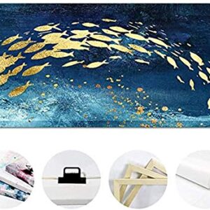 3 Pieces Picture Set Nordic Luxury Navy Blue Gold Abstract Leaves Vein Texture Canvas Print Decorative Painting for Living Room Home Decor With Inner Frame