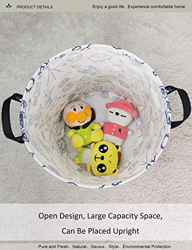 ONOEV Round waterproof laundry basket、foldable storage basket、laundry Hampers with handle、gift basket,suitable for children's room and toy storage (Blue Planet)