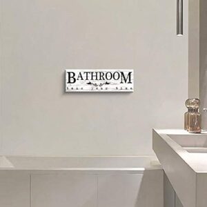 Bathroom Sign Wall Decor Giclee Canvas Print Wall Art Rustic Framed Pictures Artwork Home Decoration, 6 X 17 Inch