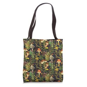 mushroom woodland scene elderberries fungi nature shrooms tote bag