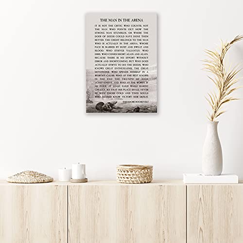 The Man In The Arena Theodore Roosevelt Poster Canvas Motivational Wall Art for Living Room Ispirational Quote Pictures Painting Decor Unframed 12x18 inch(30x45cm)