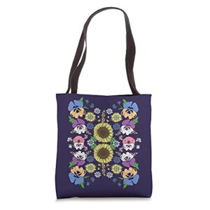 pansy flowers & sunflower vintage ukrainian vyshyvanka style tote bag