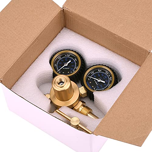 Nitrogen Regulator, IMAGE Nitrogen Gauge with 0-800 PSI Delivery Pressure Equipment Brass, CGA-580 Inlet Connection and 1/4-Inch Male Flare Outlet, Great for HVAC Purging, Brazing and Soldering