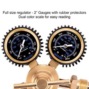 Nitrogen Regulator, IMAGE Nitrogen Gauge with 0-800 PSI Delivery Pressure Equipment Brass, CGA-580 Inlet Connection and 1/4-Inch Male Flare Outlet, Great for HVAC Purging, Brazing and Soldering