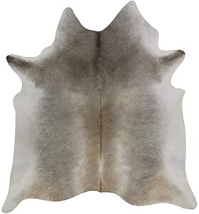 just cowhide large rug – gray cow skin hide grey / white premium leather area 5 ft x 7 hair on,