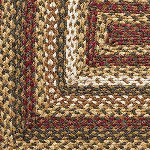 VHC Brands Tea Cabin Jute Rectangular Rug 24x36 Country Braided Flooring, Moss Green and Deep Red