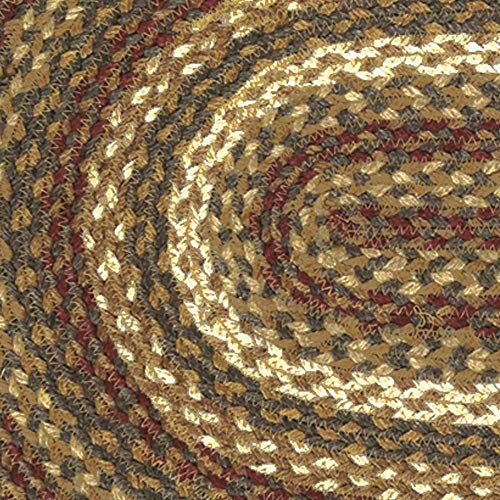 VHC Brands Tea Cabin Jute Oval Rug 36x60 Country Braided Flooring, Moss Green and Deep Red