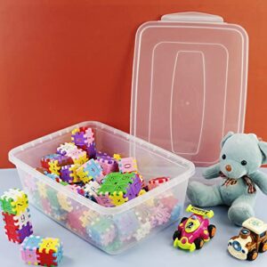 Yuright 4 Pack Lidded Storage Bins, Plastic Latching Box, 14 Quart