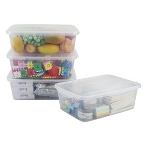 Yuright 4 Pack Lidded Storage Bins, Plastic Latching Box, 14 Quart