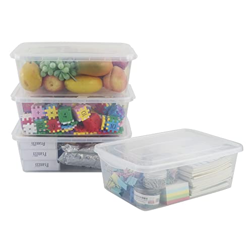 Yuright 4 Pack Lidded Storage Bins, Plastic Latching Box, 14 Quart