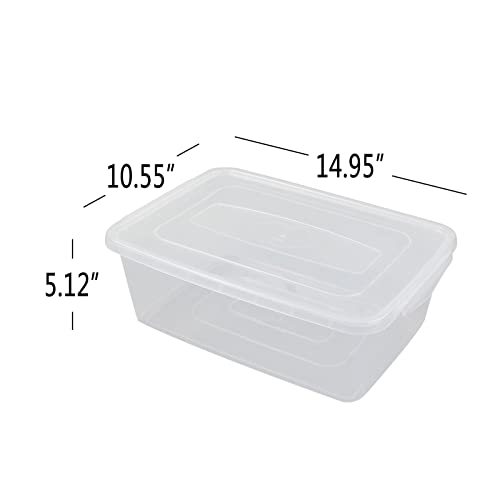 Yuright 4 Pack Lidded Storage Bins, Plastic Latching Box, 14 Quart