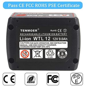 TENMOER 2 Pack 9.0Ah Compatible with Milwaukee M12 Battery Replacement for Milwaukee M12 12V Batteries 48-11-2460